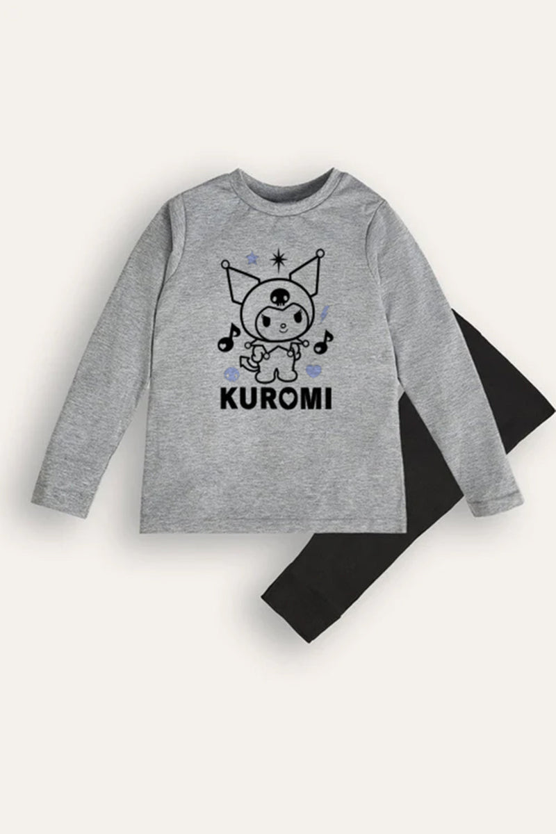 Kuromi girls pyjamas grey two-piece set | Brand Threads